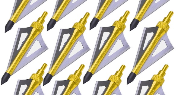 Sinbadteck Hunting Broadheads, 12PK 3 Blades Archery Broadheads 100 Grain Screw-in Arrow Heads ...