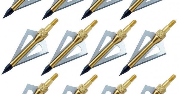 Sinbadteck Hunting Broadheads, 12PK 3 Blades Archery Broadheads 100 Grain Screw-in Arrow Heads ...